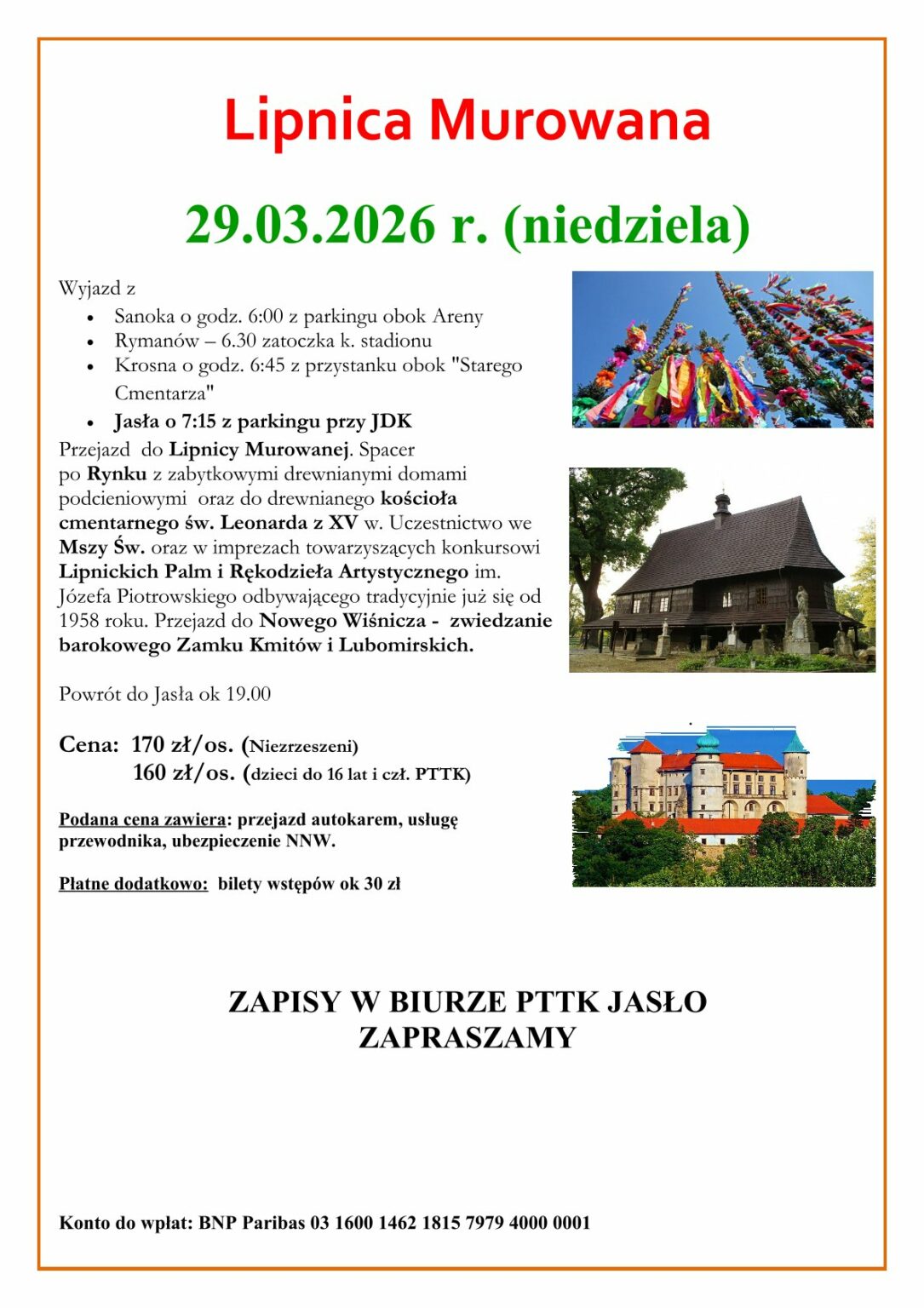 Lipnica Murowana 29.03.2026 – PTTK oddział Jasło